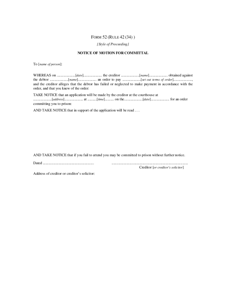 Fillable Online FORM 52 (RULE 42 (34) ). Supreme Court Rules, Form 52 ...