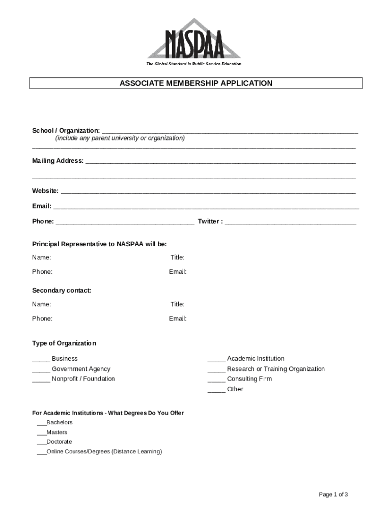 Online ASSOCIATE MEMBERSHIP APPLICATION ... Doc Template | pdfFiller