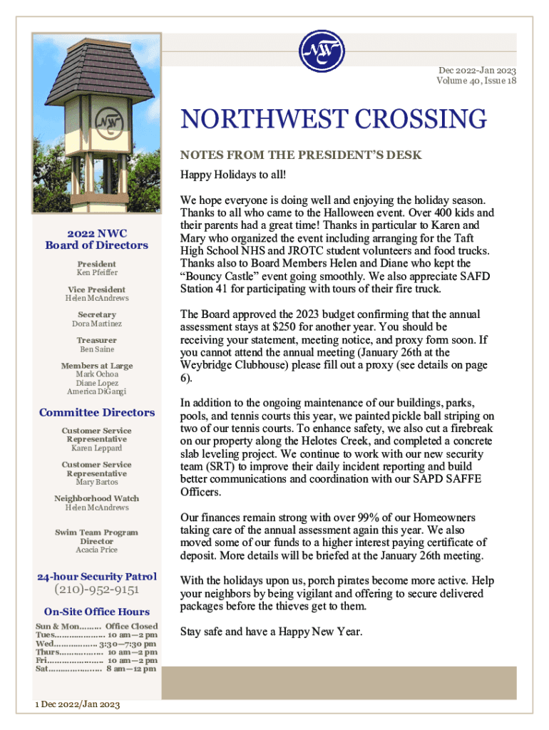 Fillable Online NOTES FROM THE PRESIDENTS DESK Fax Email Print - pdfFiller