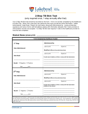 Fillable Online TB (Tuberculosis) TEST VERIFICATION FORM Year 1 ... Fax ...