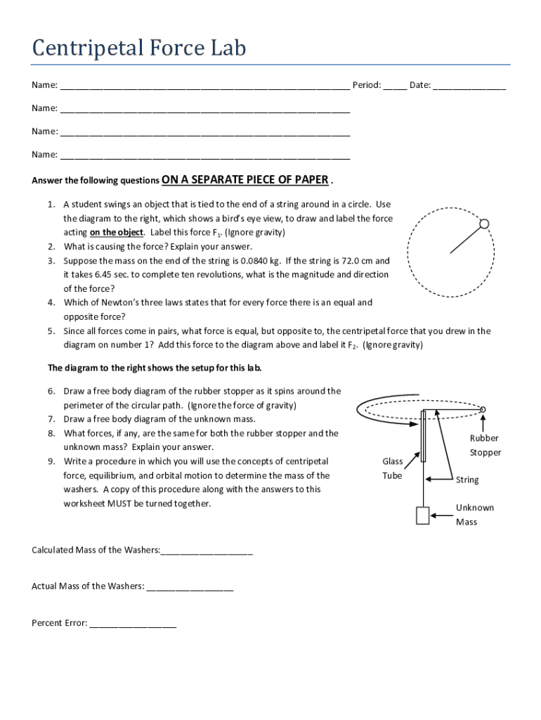 Fillable Online Solved Physics I Lab 7: Centripetal Force Name: Team Fax Email Print - pdfFiller
