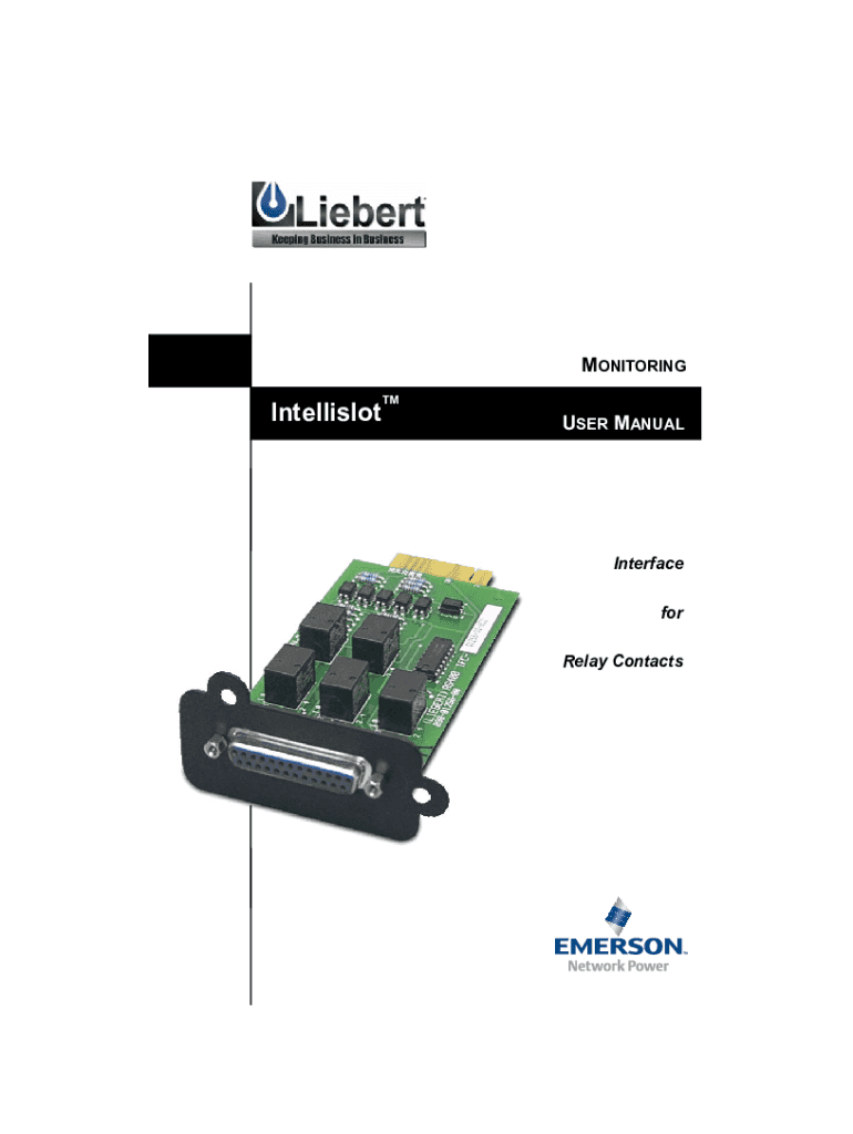 Fillable Online Liebert IntelliSlot Unity Card Installer/User Guide Fax ...
