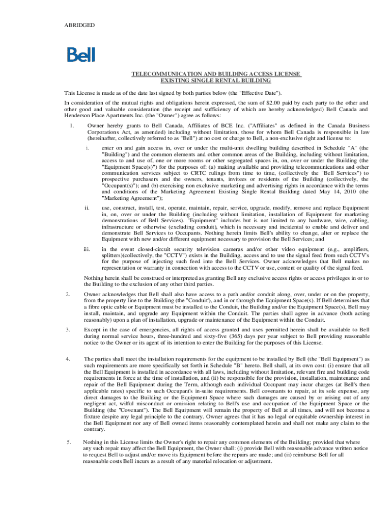 Fillable Online Fillable Online telecommunication and building access ...