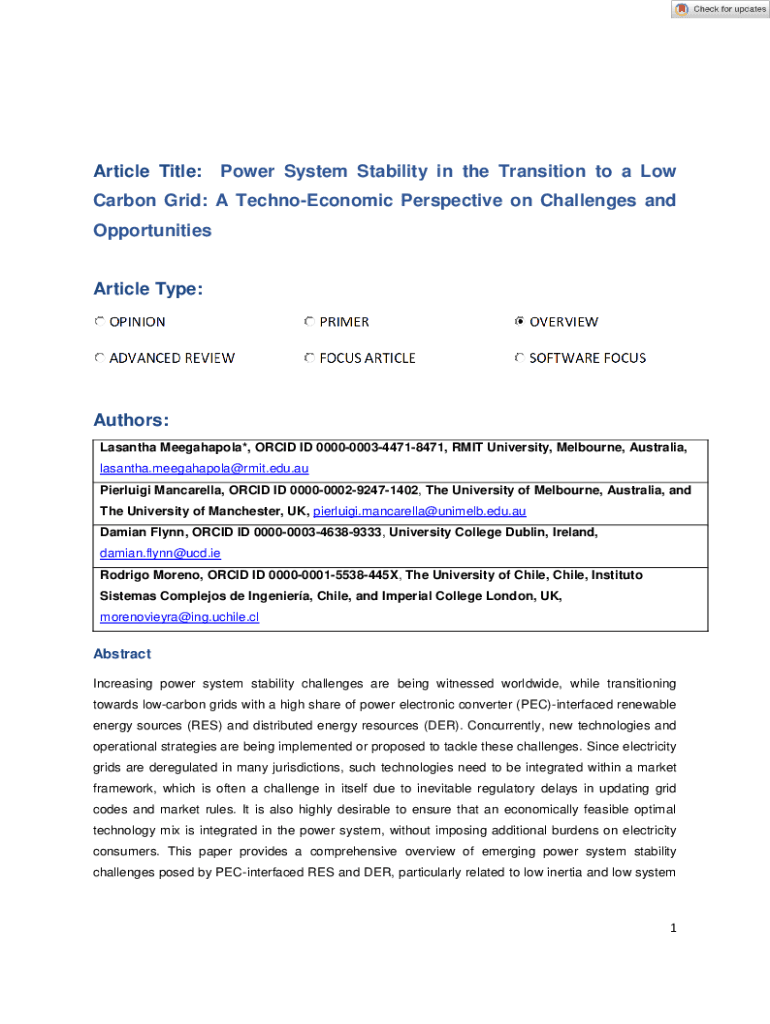 Fillable Online minerva-access unimelb edu Power system stability in the transition to a low ...