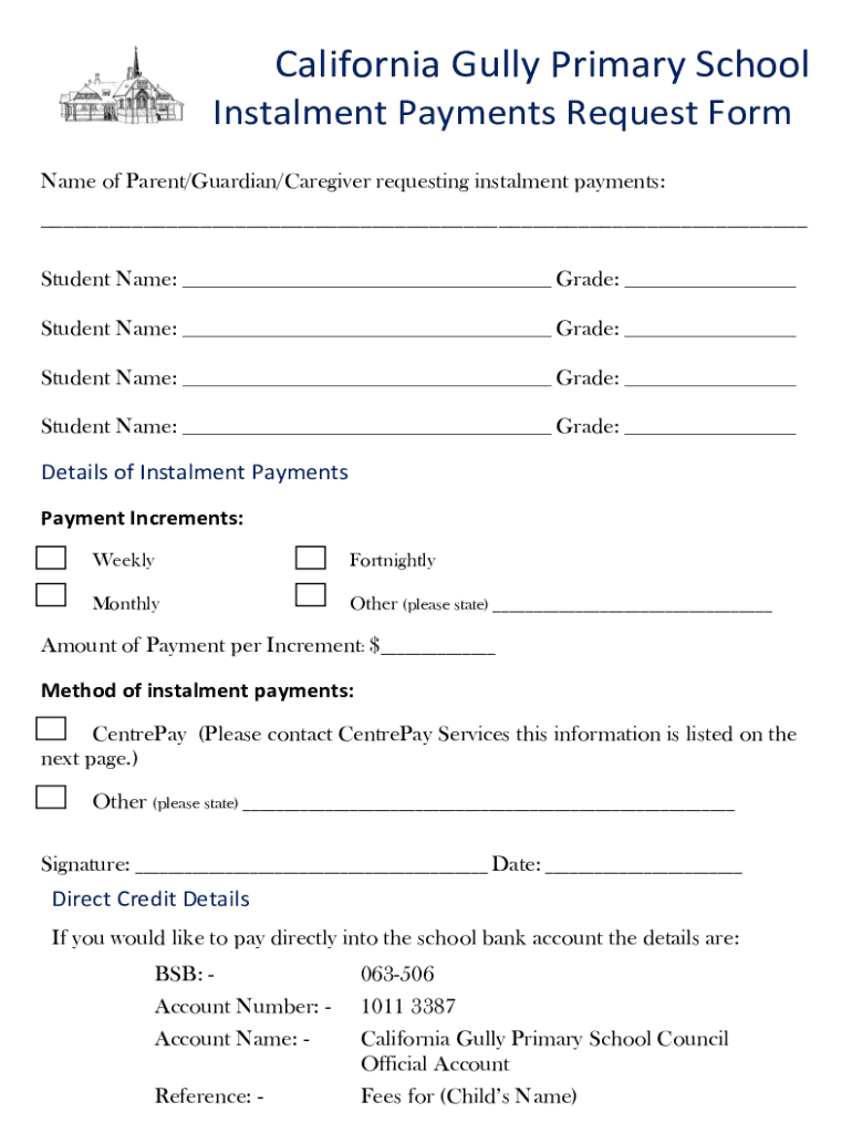 Fillable Online Instalment Payments Request Form Fax Email Print - pdfFiller