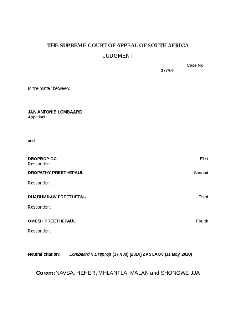 Fillable Online Navsa and Malan JJA: Fax Email Print - pdfFiller