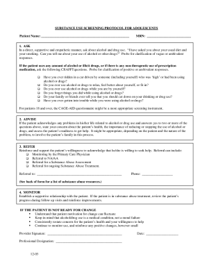 Fillable Online Alcohol Screening and Brief Intervention for Youth Fax ...