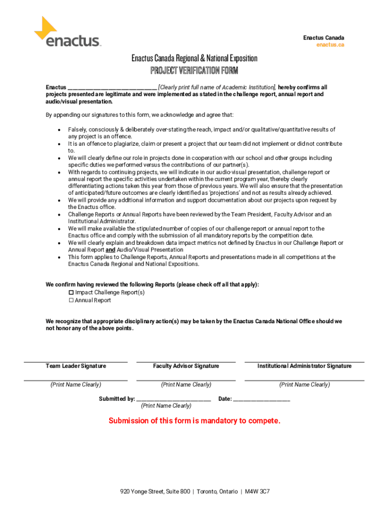 Fillable Online PROJECT VERIFICATION FORM 2023 Fax Email Print - pdfFiller