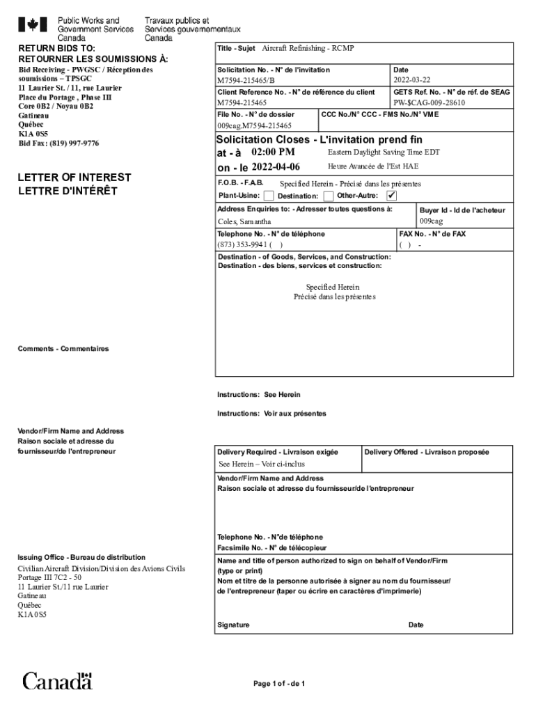 Fillable Online RCMP Aircraft Refinishing - Award Notice - CanadaBuys ...