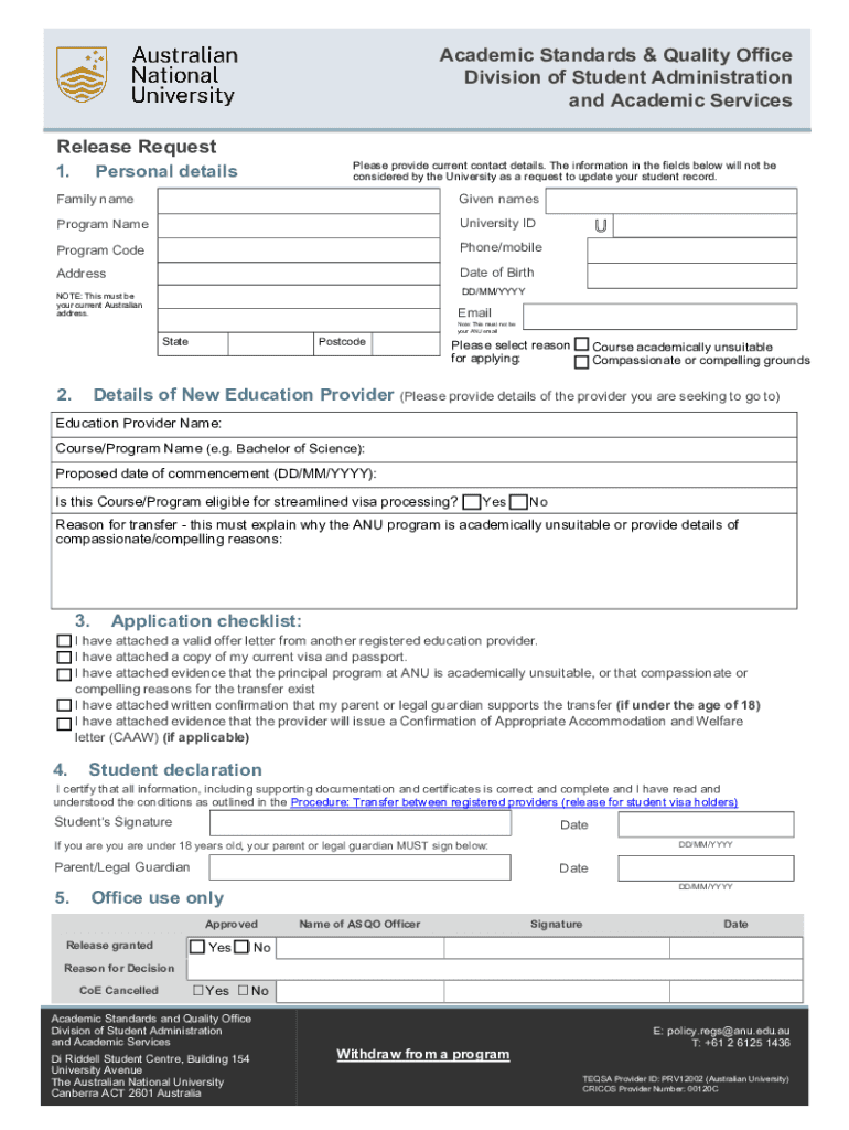 Fillable Online Academic Standards & Quality Office Fax Email Print ...