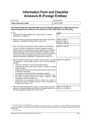 Fillable Online Appendix 1A Information Form & Checklist - Li-S Energy ... Fax Email Print ...