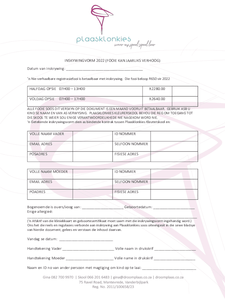 Fillable Online Datum van inskrywing: Fax Email Print - pdfFiller