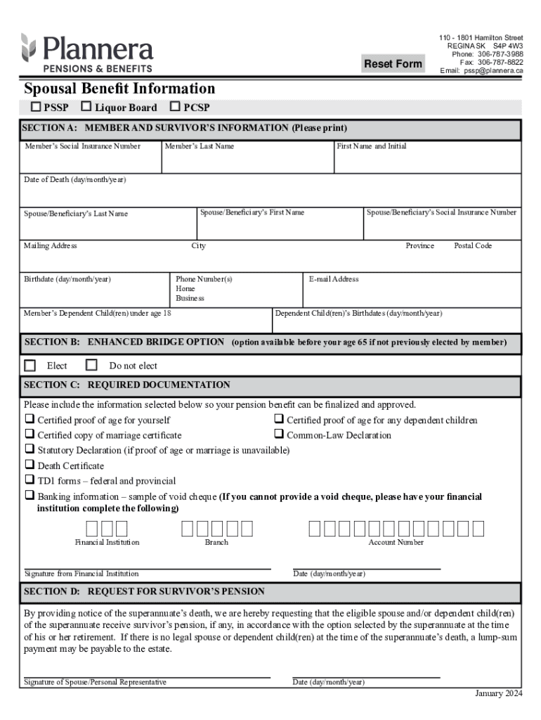 Fillable Online Spousal Benefit Information Form Fax Email Print ...