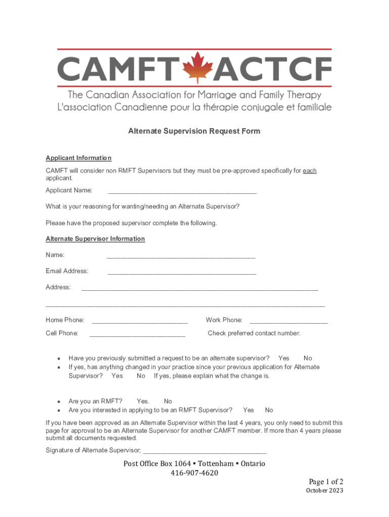 Fillable Online Alternate Supervision Request Form Fax Email Print ...