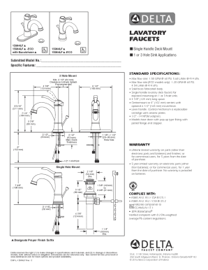 Fillable Online Delta Porter Single Hole Single-Handle Bathroom ... Fax ...