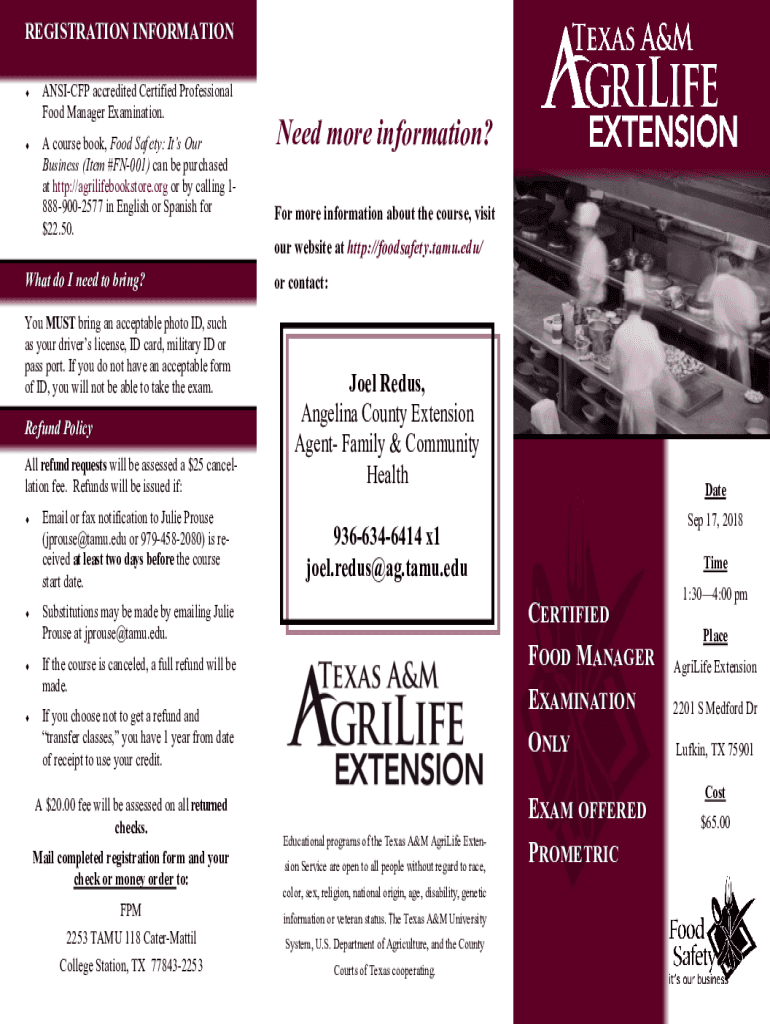 Fillable Online angelina agrilife A course book, Food Safety: Its Our ...