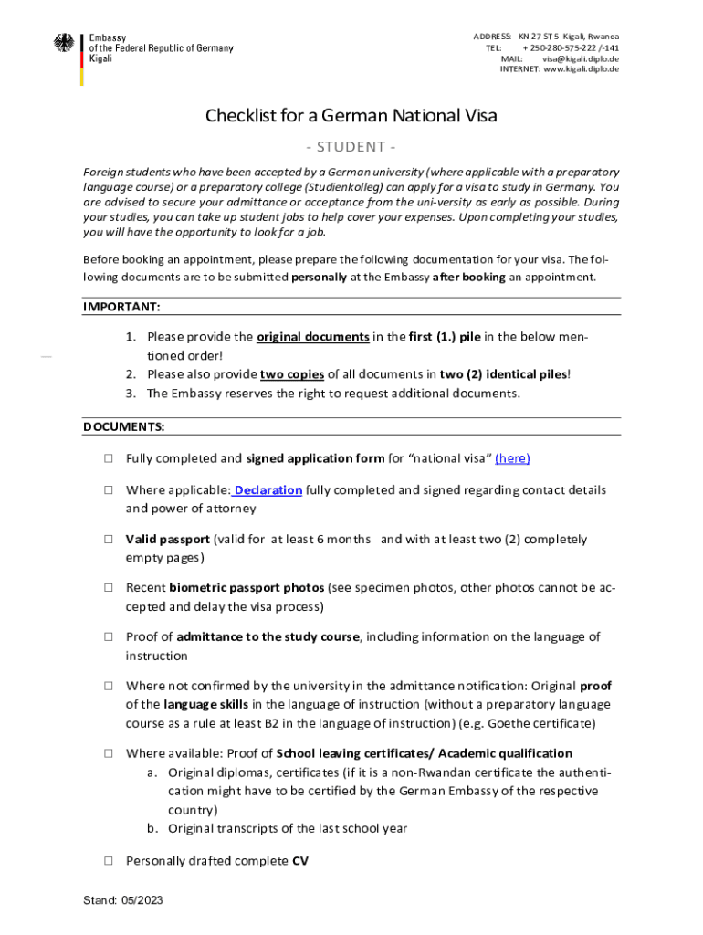 Fillable Online Embassy of the Federal Republic of Germany in Kigali ...