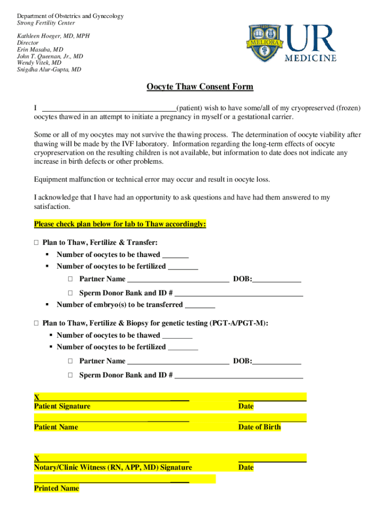 Fillable Online Patient Forms - Strong Fertility Center Fax Email Print ...