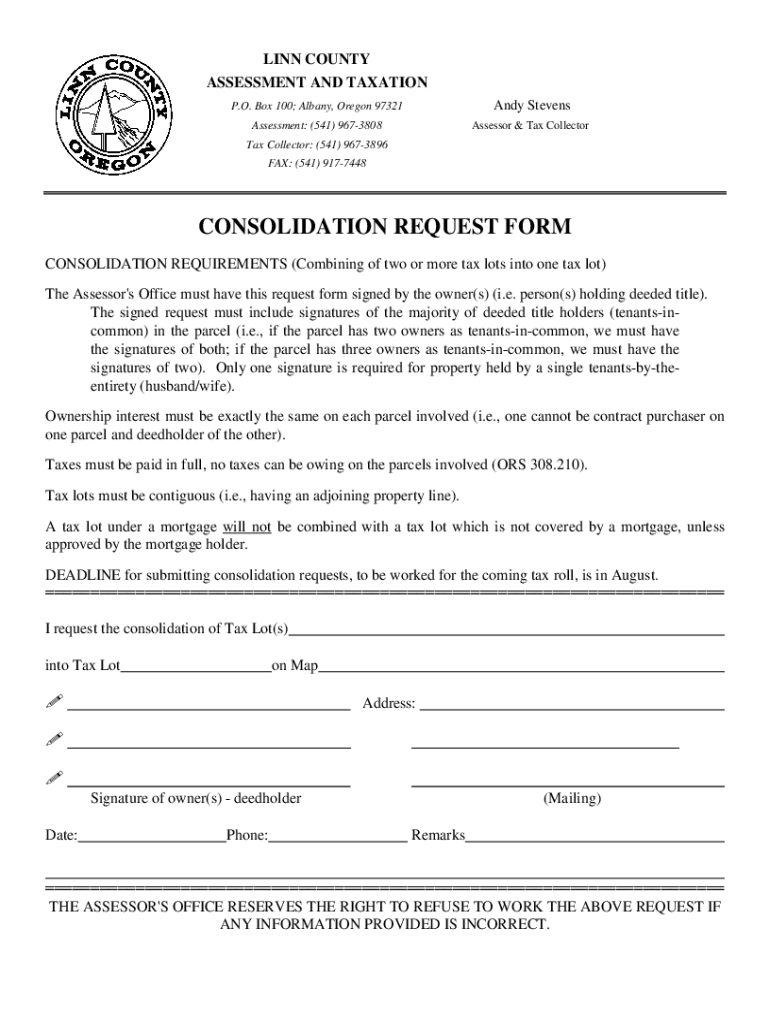 Fillable Online CONSOLIDATION REQUEST FORM.doc Fax Email Print - pdfFiller
