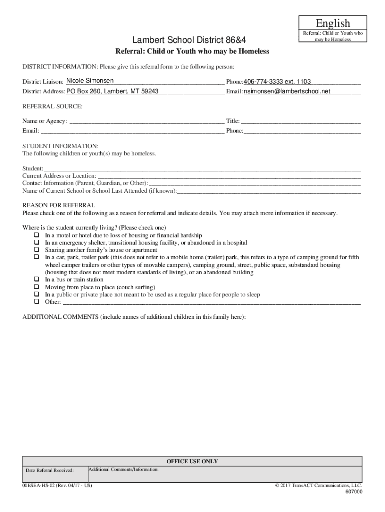 Fillable Online Homeless Referral Form/Application Fax Email Print ...