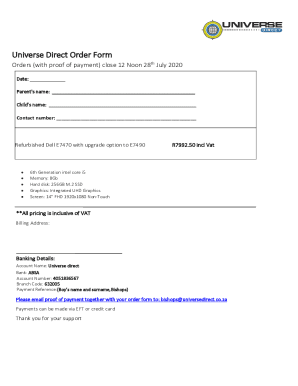 Fillable Online college bishops org Universe Direct Order Form Fax ...
