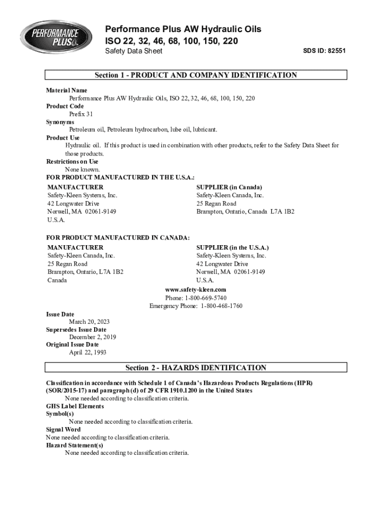 Fillable Online performance plus aw ZF hydraulic oil iso 46 material safety ... Fax Email Print ...