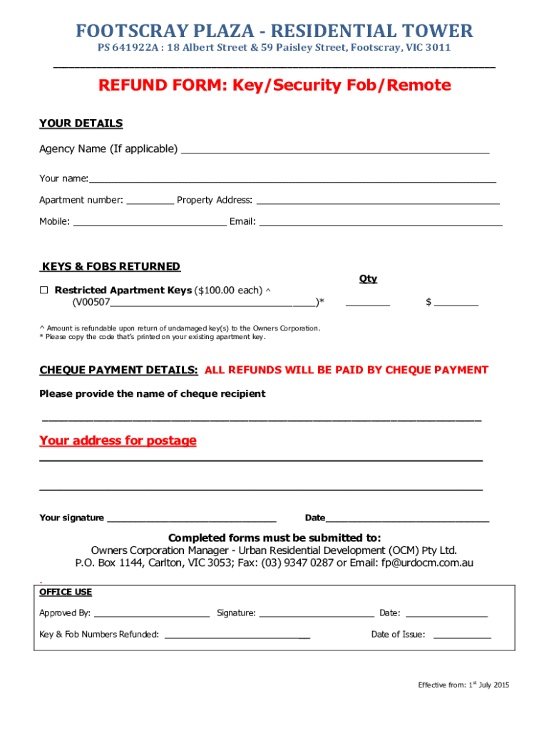 Fillable Online Apartment Key Order Form Fax Email Print - pdfFiller