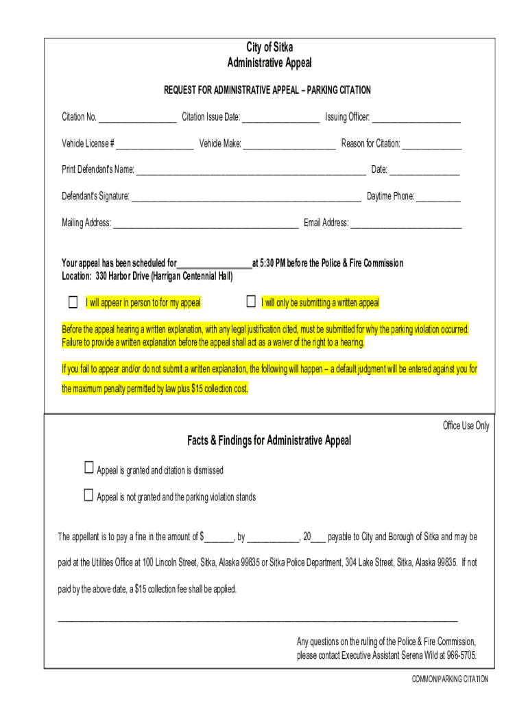 Fillable Online Vehicle License # Vehicle Make: Reason for Citation ...