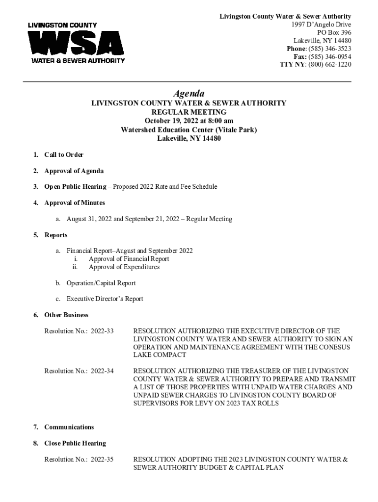 Fillable Online The Livingston County Water and Sewer Authority, as lead ... Fax Email Print ...