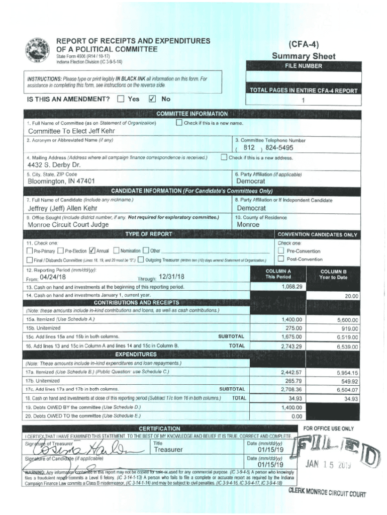 Fillable Online JAN 1 s & ;, llJ) - Monroe County, Indiana Fax Email ...