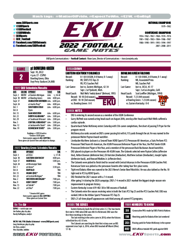 Fillable Online EKU Football - Join us this Thursday Night at Apollo ...