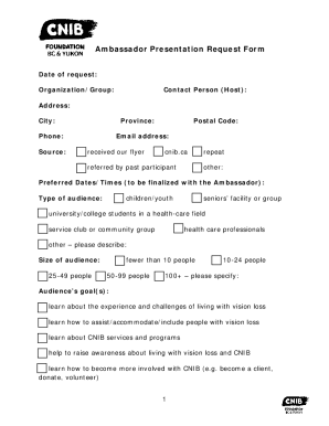 Fillable Online Presentation/Meeting Request Form Fax Email Print ...