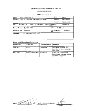 Fillable Online FCE Summary Report Facility: BOLD COMPANIES SRN: N8204 ...