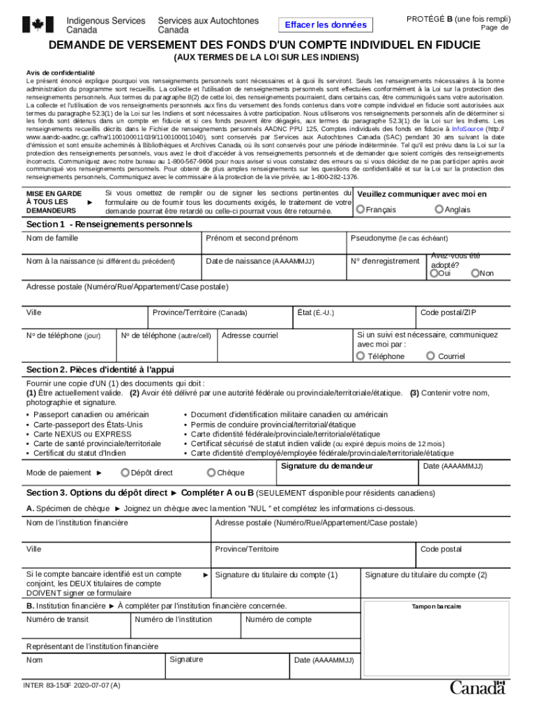 Fillable Online DEMANDE DE VERSEMENT DES FONDS D'UN COMPTE INDIVIDUEL ...