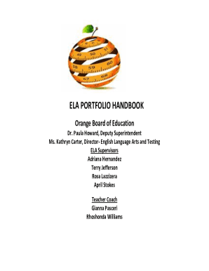Fillable Online ELA PORTFOLIO HANDBOOK - Orange Board of Education Fax Email Print - pdfFiller