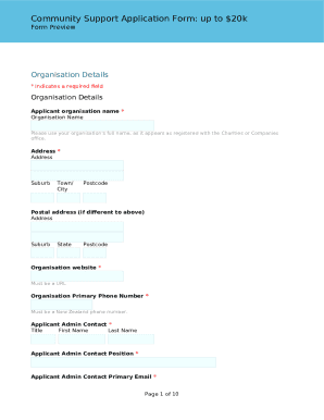 Fillable Online Community Support Application Form: up to $20k Fax ...