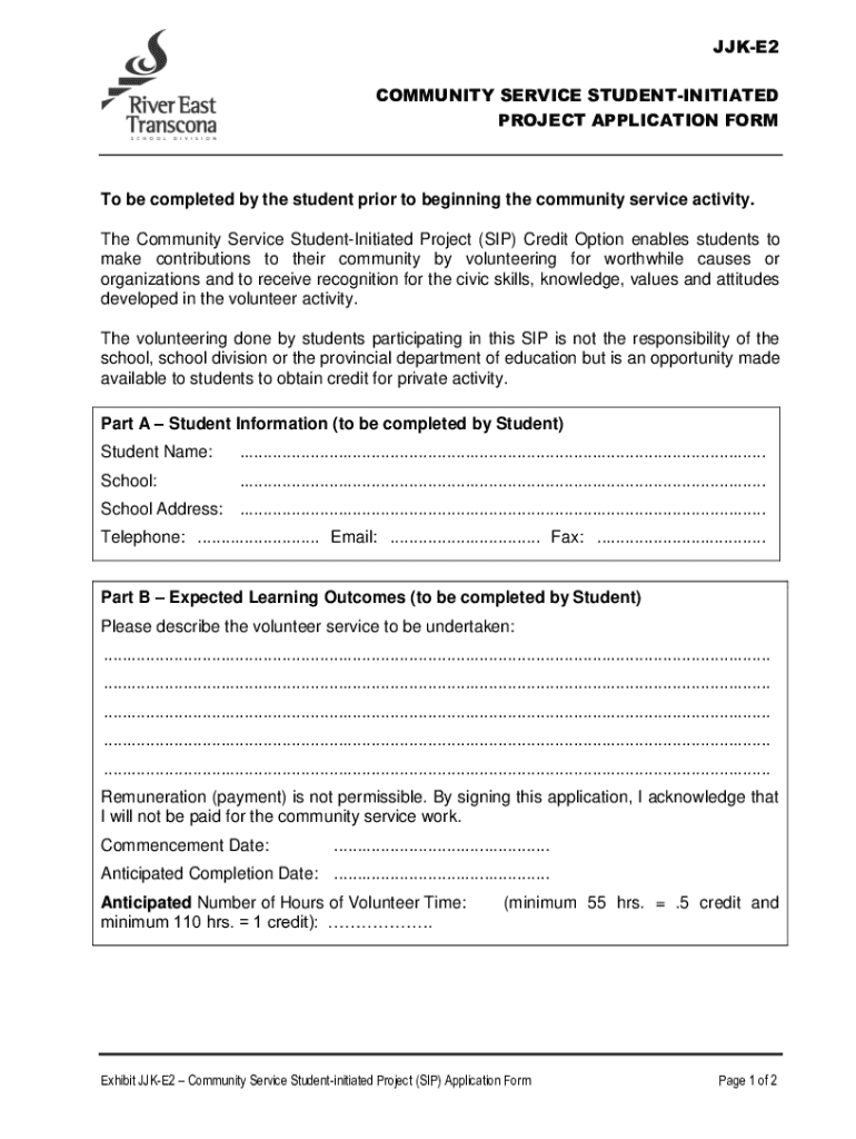 Fillable Online Community service form.pdf - Community Service Proposal ...