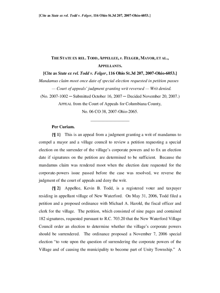 Fillable Online State ex rel. Todd v. Felger Fax Email Print - pdfFiller