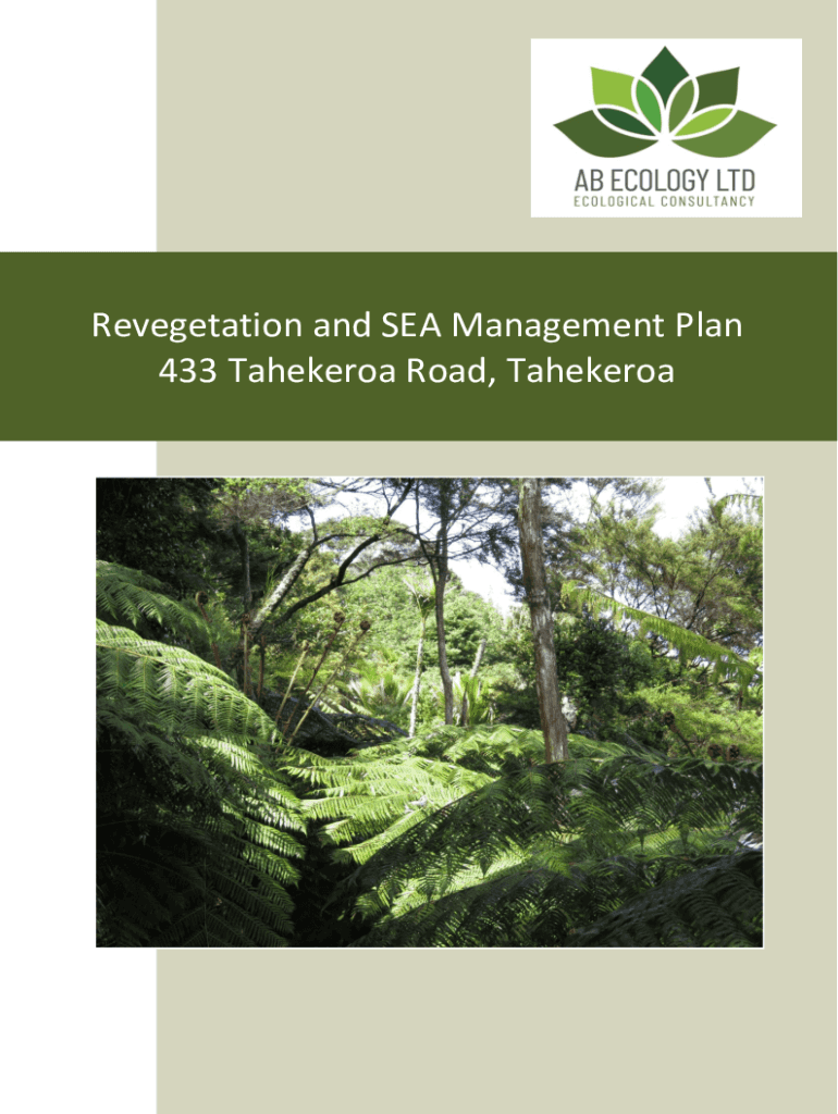 Fillable Online Revegetation and SEA Management Plan433 Tahekeroa Road ...