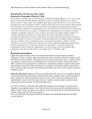 Fillable Online Restrictive Procedure Plan for UMA Fax Email Print ...