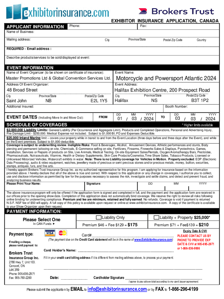 Fillable Online Rainprotection Insurance: Event Insurance Fax Email ...