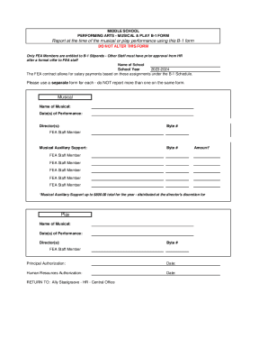 Fillable Online musical & play b-1 form - Farmington Public Schools Fax ...