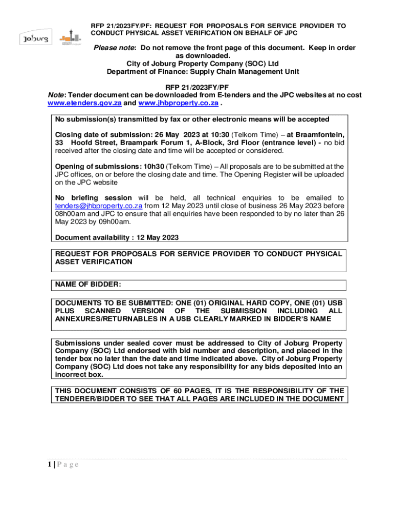 Fillable Online jhbproperty co Request for Proposals for Service ...