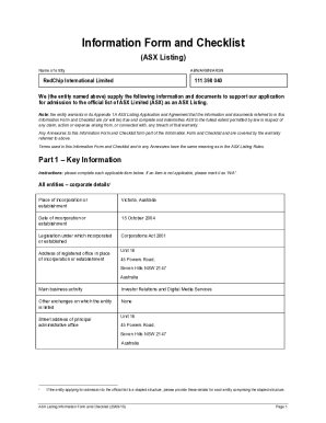 Fillable Online VGP- Appendix-1A-Information-Form-and-Checklist-ASX-Listing Updated. Fax Email ...