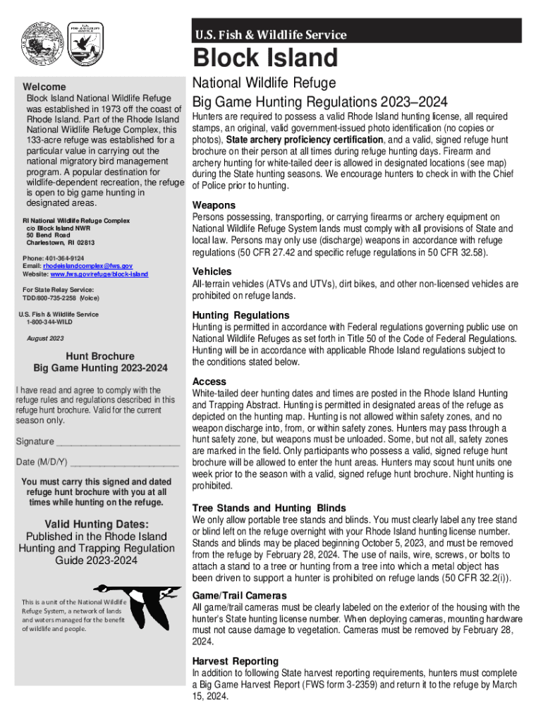 Fillable Online Block Island - National Wildlife Refuge Big Game ...