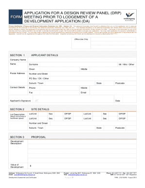 Fillable Online Application for a Design Review Panel (DRP) Meeting Prior to Lodgement of a ...