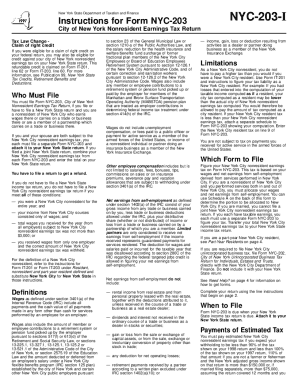 Fillable Online Instructions for Form NYC-203 - Tax.NY.gov Fax Email ...