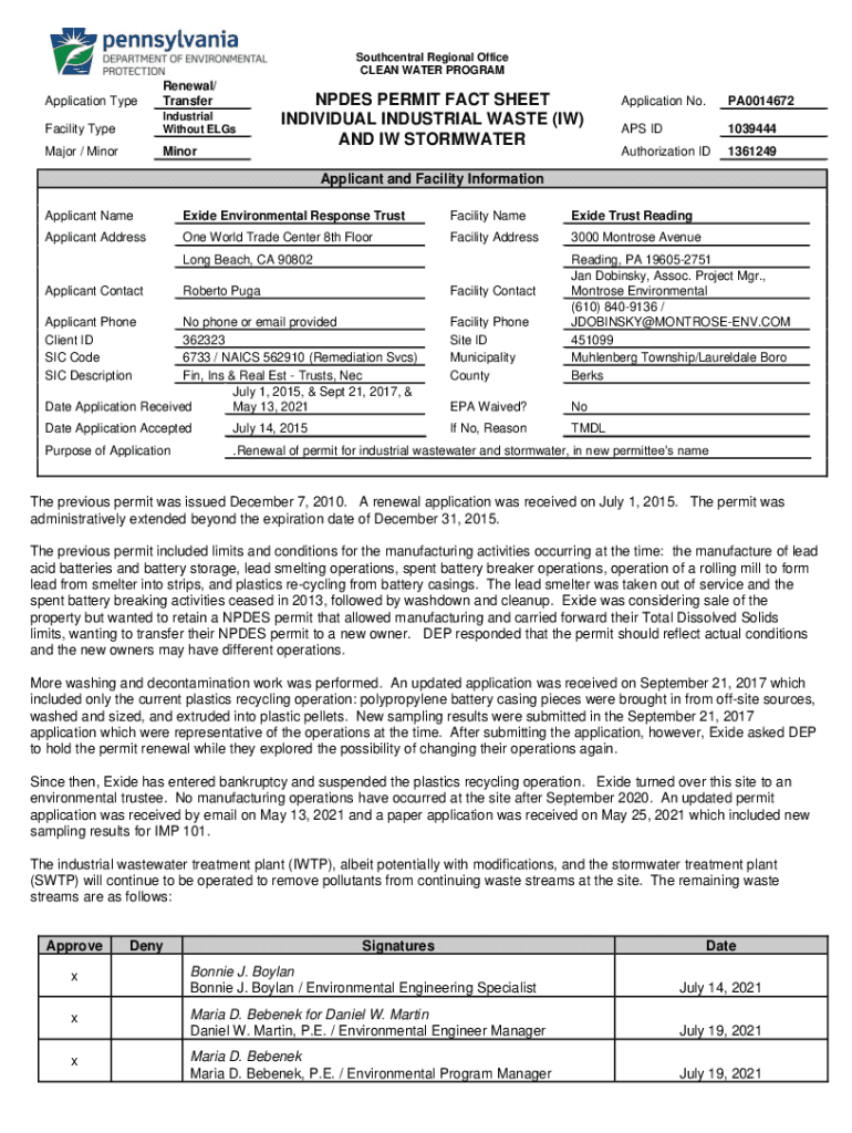 Fillable Online files dep state pa Southcentral Regional Office ...