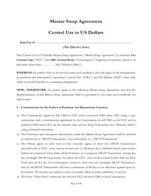 Fillable Online Central Ura to Foreign Currency Master Swap Agreement ...