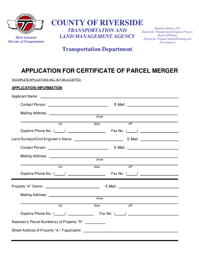 Fillable Online County of Riverside Transportation Department - Rctlma ...